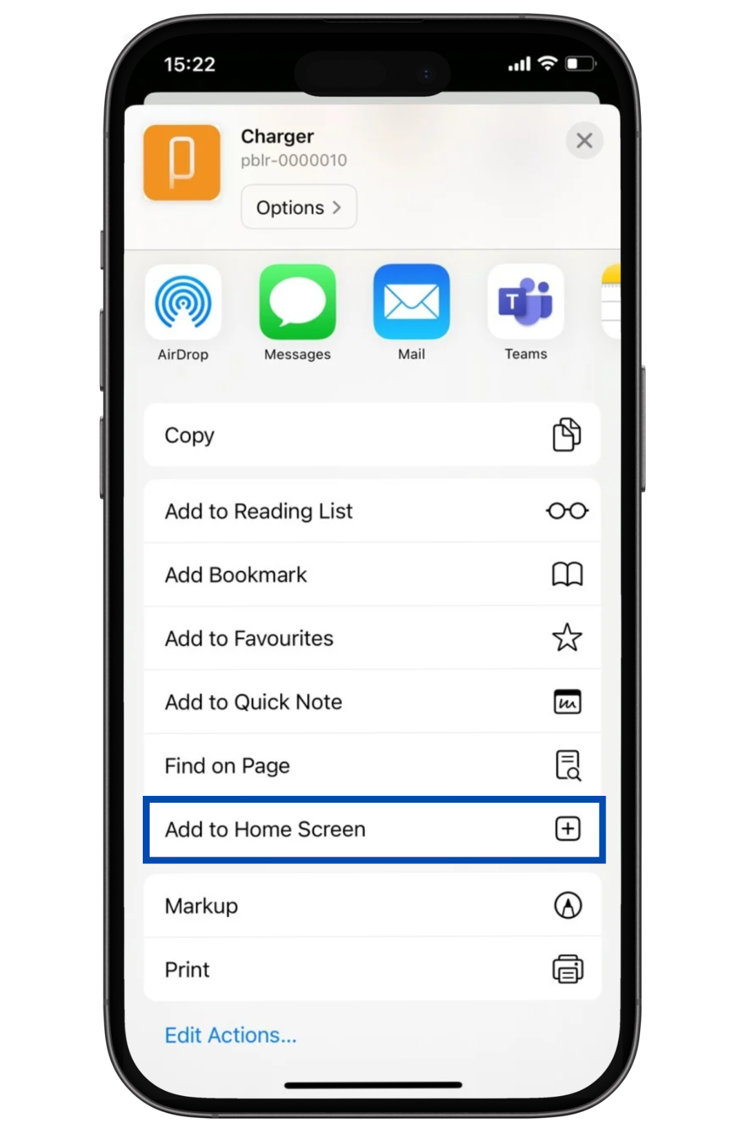 How to add the web interface to my phone’s home screen